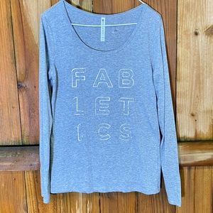 Fabletics | Tops | Fabletics Scoop Neck Gray Logo Tee Ii Nwt | Poshmark